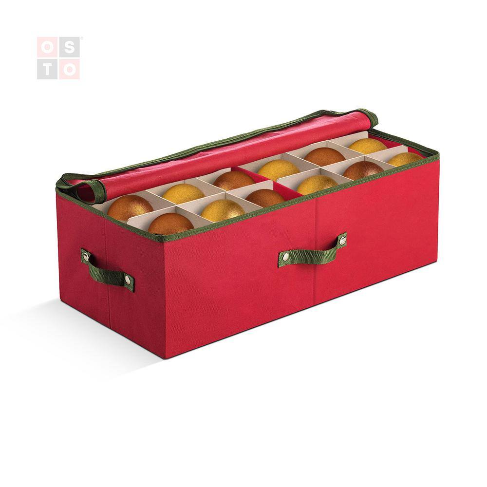 OSTO 36.5 in. Red Non-woven Ornament Storage Box (72-Ornaments) OSP-119 ...