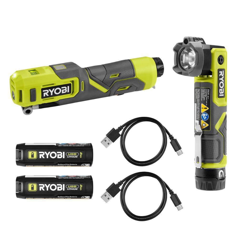 RYOBI USB Lithium LED Compact Flashlight and Cordless High Pressure ...