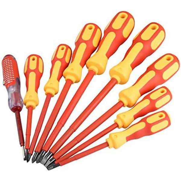 Lukyamzn Insulated Electrician Screwdrivers Set 3-6in Shank 7 Bit Red ...
