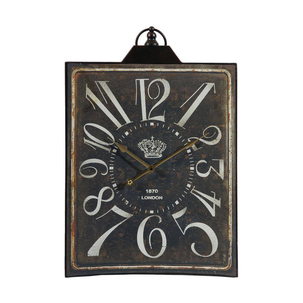 Contemporary Large Vintage-Styled Black Rectangular Wall Clock with ...