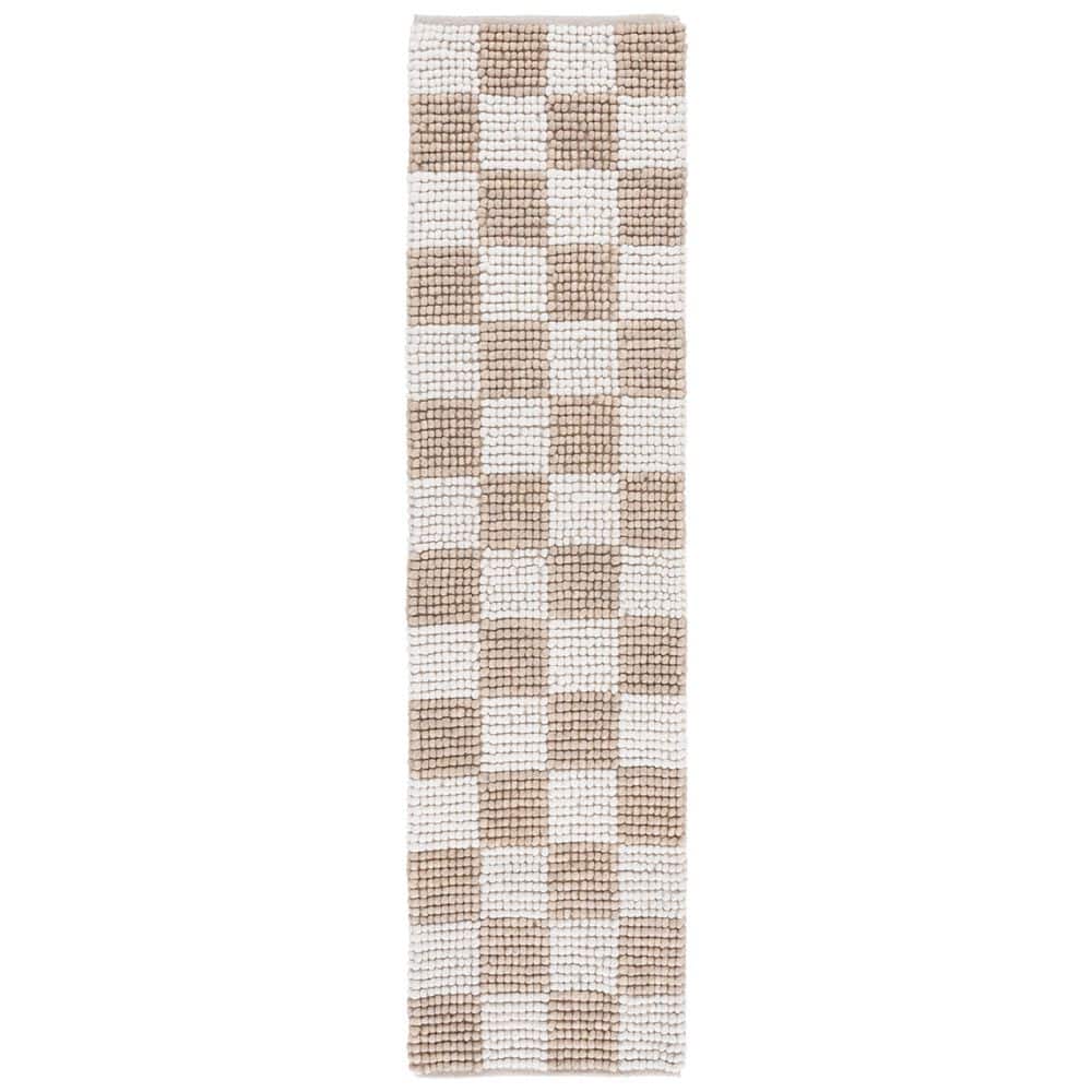 SAFAVIEH Natura 2 ft. x 8 ft. Taupe/Ivory Modern Checkered Runner Rug ...