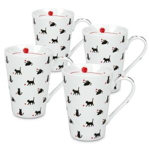 Konitz 4-Piece Assorted Black and White Porcelain Mug Set 4410329014