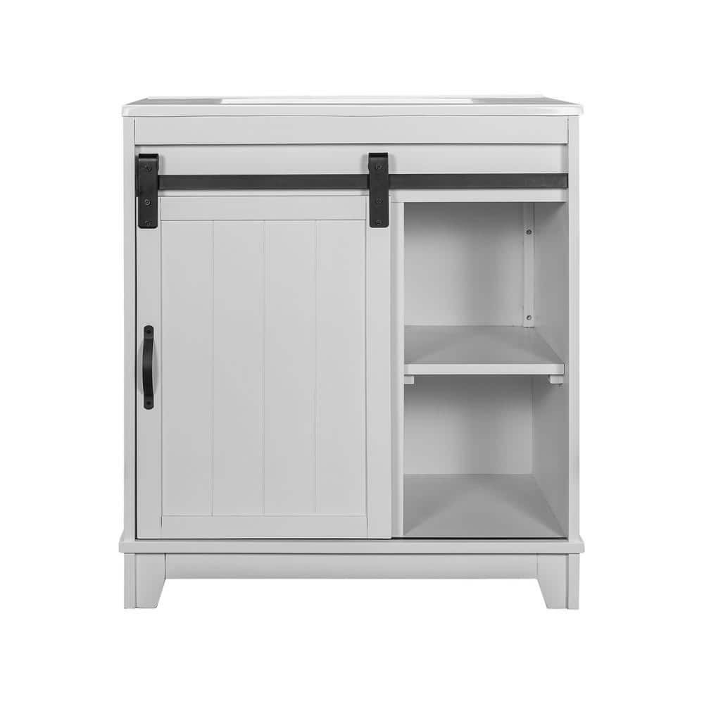 Hooseng 30.1 in. W x 18.3 in. D Bath Vanity in White with Resin ...