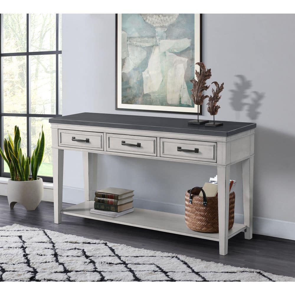 Martin Svensson Home Del Mar 55 in. Antique White/Gray Standard ...