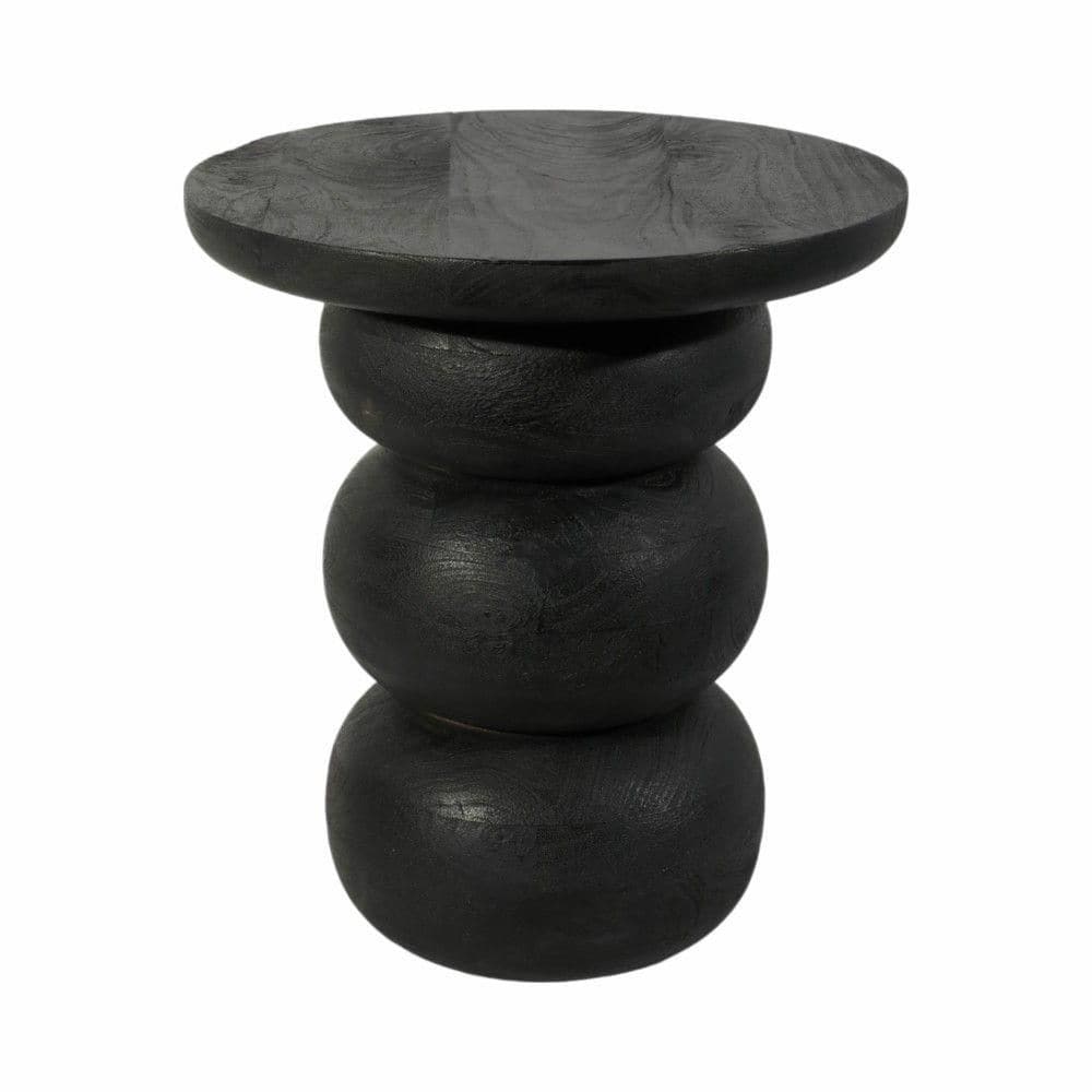 Liv & Skye 17 in. Black Round Mango Wood Bibendum End Table 19021-02 ...
