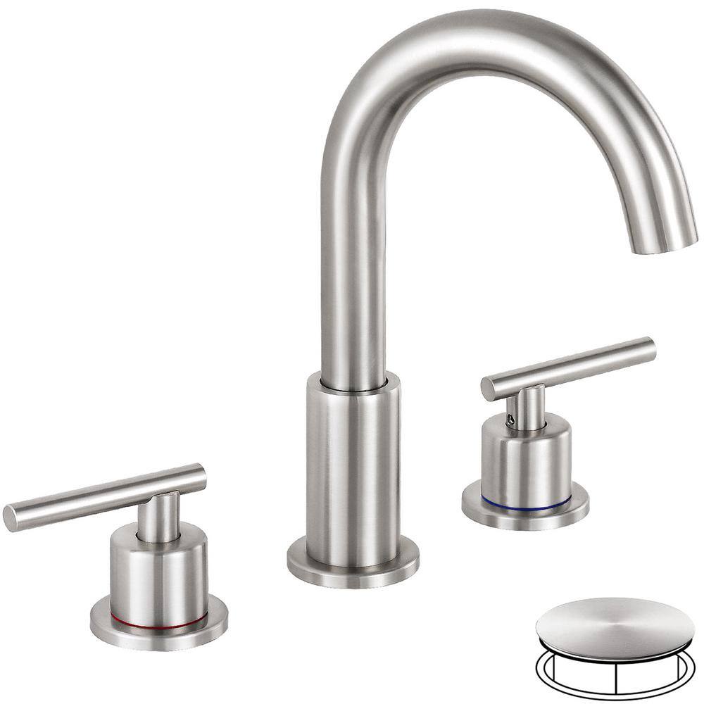 AKLFGN 8 in. Widespread 2-Handle High Arc Bathroom Faucet with Pop-up ...