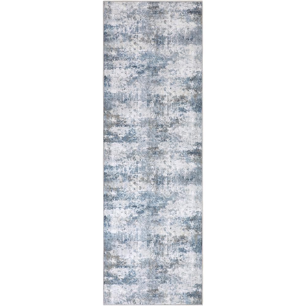 HaiiMeid Morning Blue 2 ft. x 8 ft. Modern Abstract Area Rug X23IU0049H ...