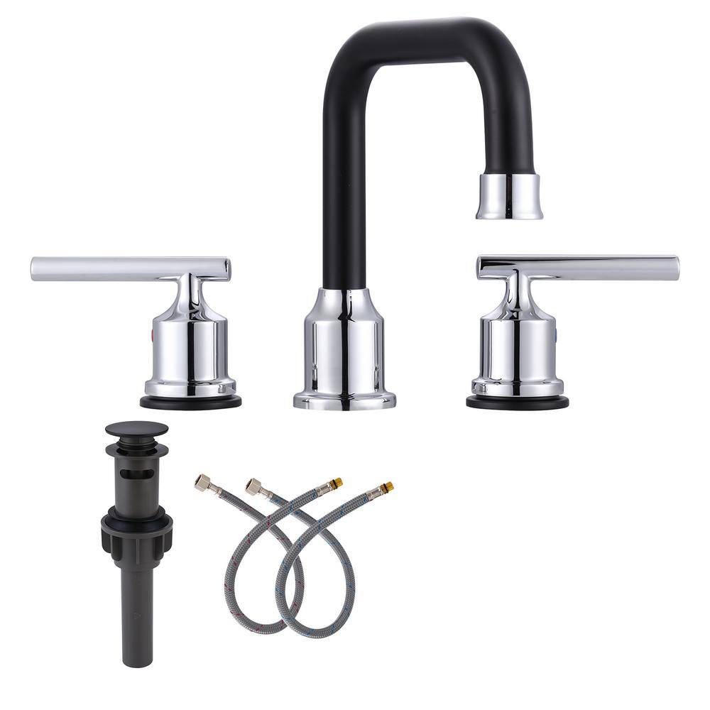 8 in. Widespread 3 Hole Lead-Free Double Handle Bathroom Faucet with ...