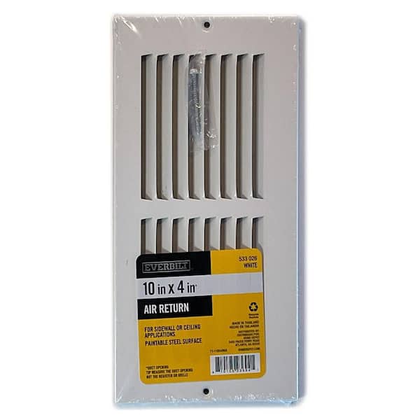 Everbilt 12 in. x 4 in. Steel Return Air Grille in White 71-11204WH ...