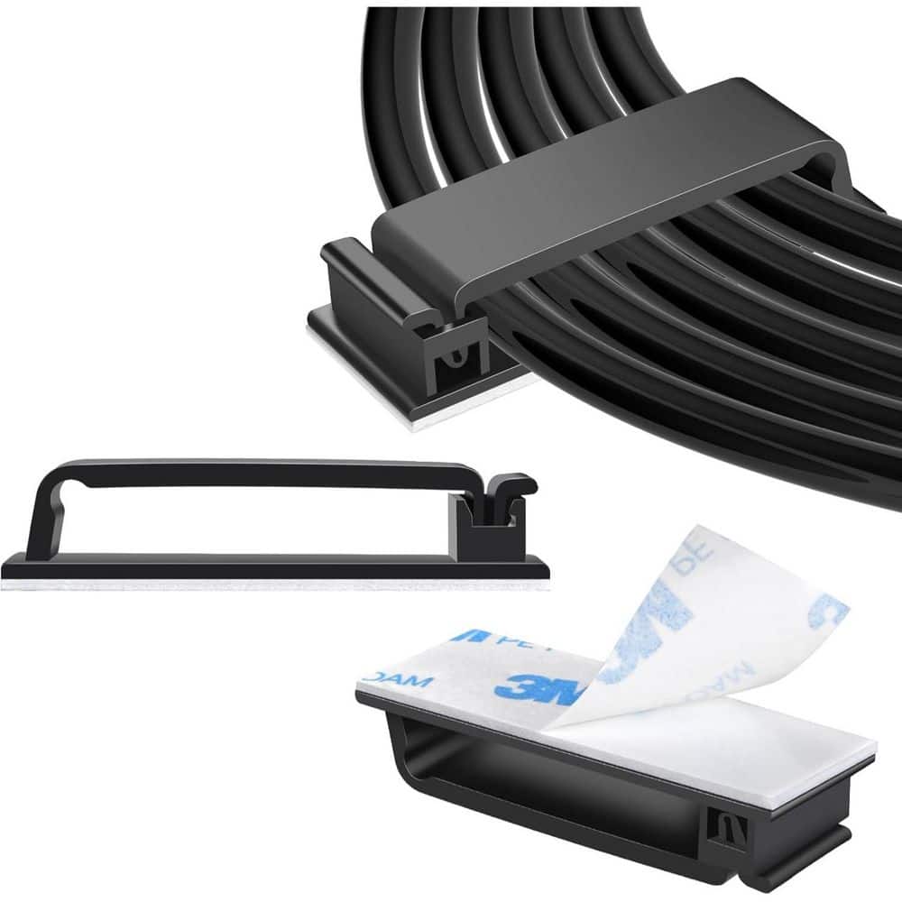 Yichuhaoxi Self Adhesive Cable Clips Black 50 PCS Wire Clips Cable Management Cord Holder for ...