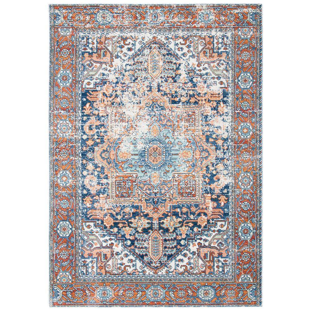 SAFAVIEH Aria 3 ft. x 5 ft. Navy/Rust Garden Medallion Area Rug ARA580N ...