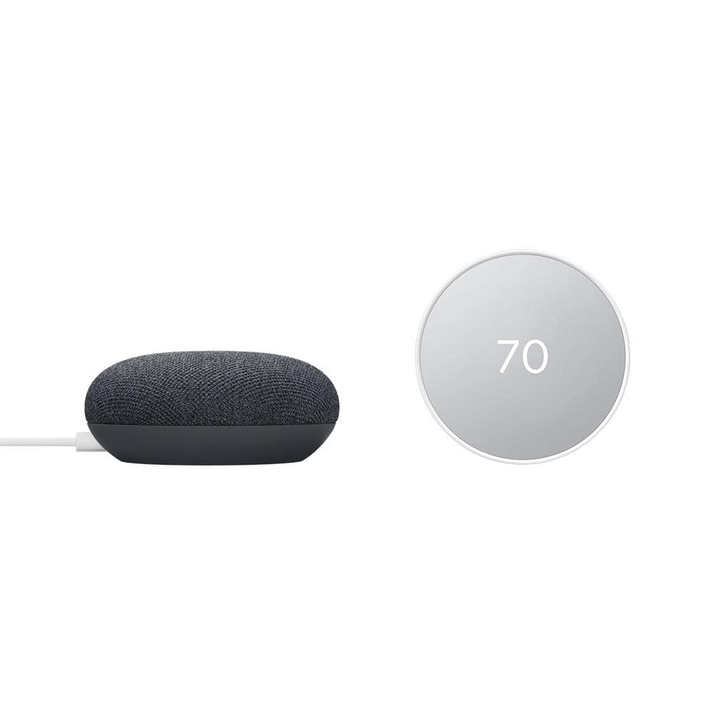 Google Nest Thermostat Snow Plus Nest Mini (2nd) Smart Speaker Charcoal ...