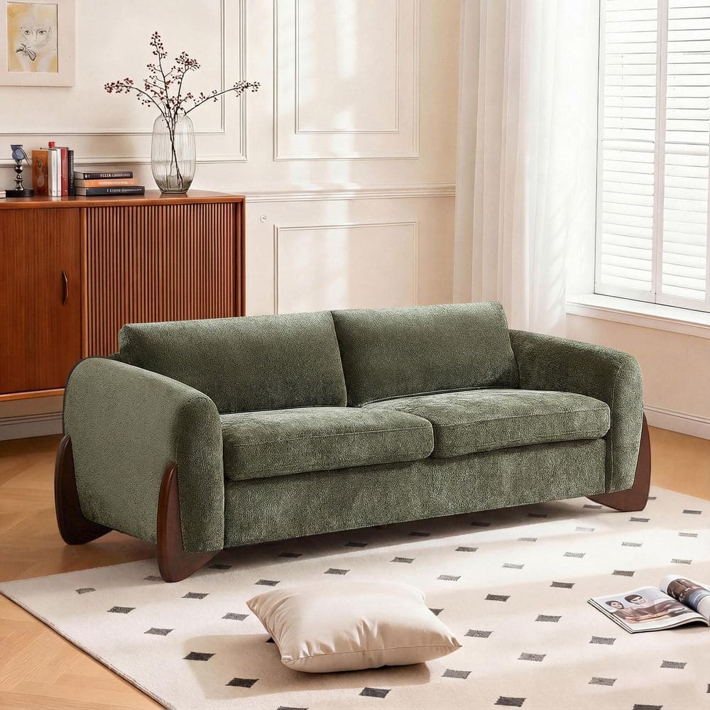 Harper & Bright Designs Modern 89 in Wide Slope Arm Chenille ...