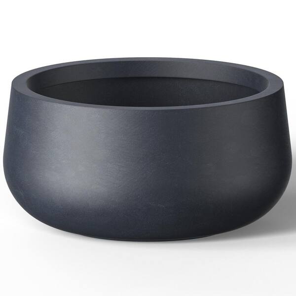 DurX-litecrete Enhanced Interior 19.5 in. x 9.5 in. Navy blue Round Concrete Plant Pot/Planter ...