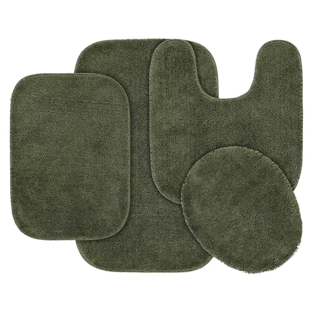 Garland Rug Traditional Deep Fern Green Solid Plush Rectangle 4-Piece ...