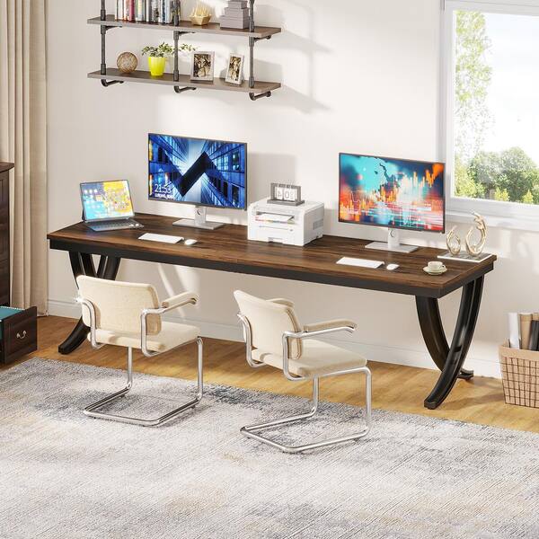 BYBLIGHT Moronia 78.7 2 Person Home Office Desk Work Desk Large Double Computer Desk Long Desk with Stylish Legs BB RY0068HYOF