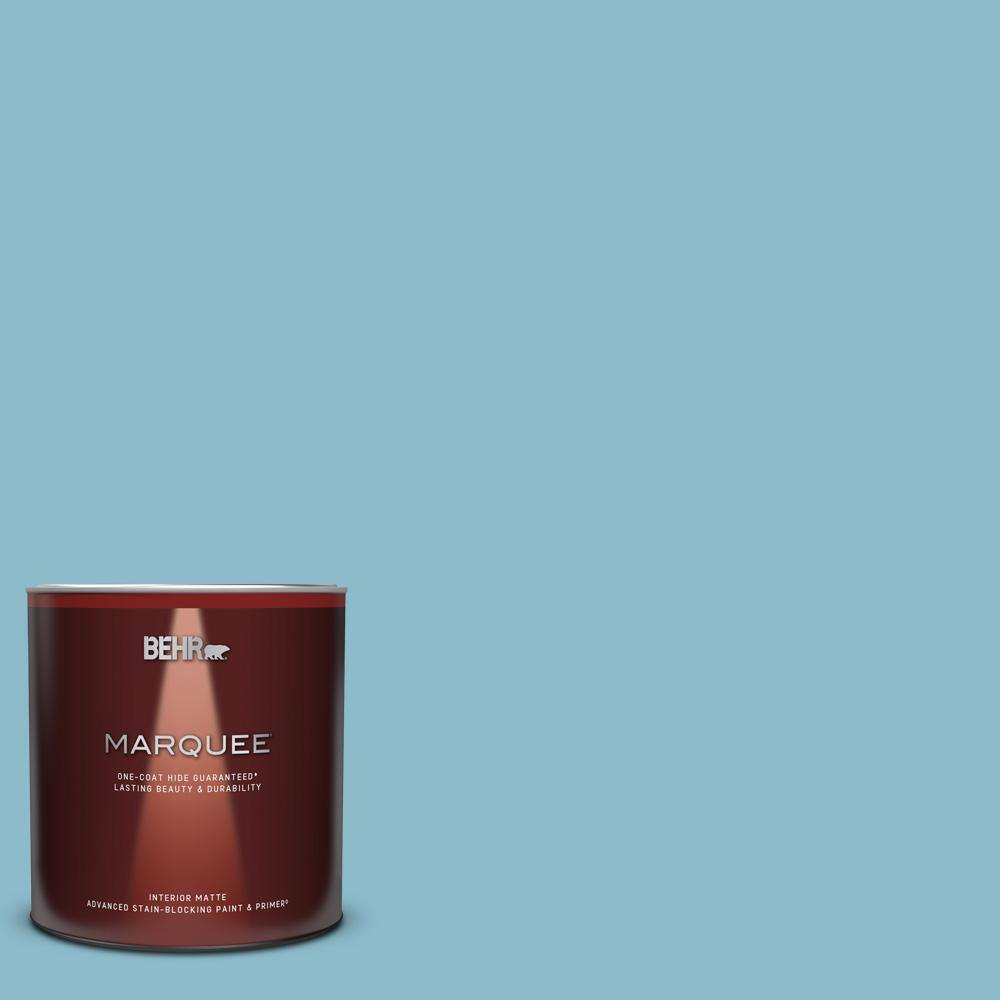 BEHR MARQUEE 1 qt. #S460-3 Blue Echo One-Coat Hide Matte Interior Paint ...