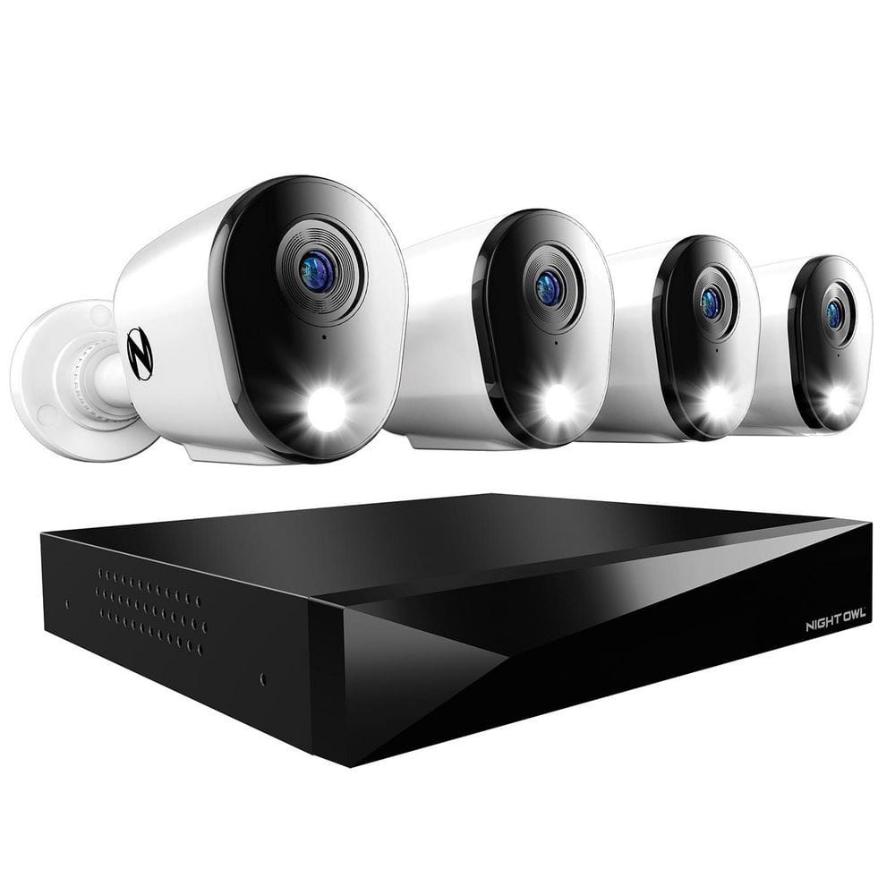 Night Owl 12-Channel 2K Wired DVR Security Camera System with 2 TB Hard Drive and 4 Wired HD ...