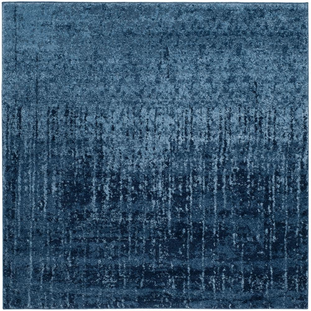 SAFAVIEH Retro Light Blue/Blue 8 ft. x 8 ft. Square Floral Distressed ...