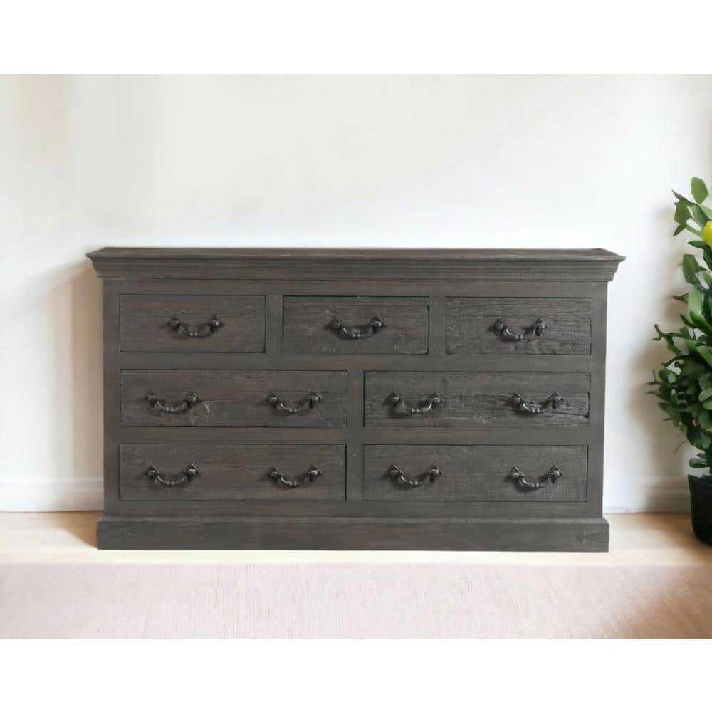HomeRoots Gray 7 drawers 64 in. Wide Chest of Drawers 2000554674 - The ...