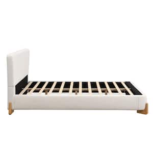 CHRISTOPHER KNIGHT HOME Arc White Boucle Fabric Upholstered Wood Frame King Size Platform Bed ...