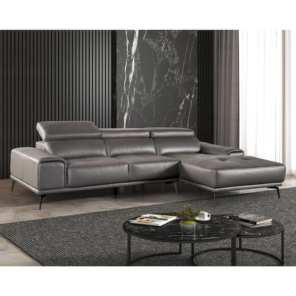 Furniture of America Auty 110.5 in. Padded Arms Leather L-Shaped Right ...