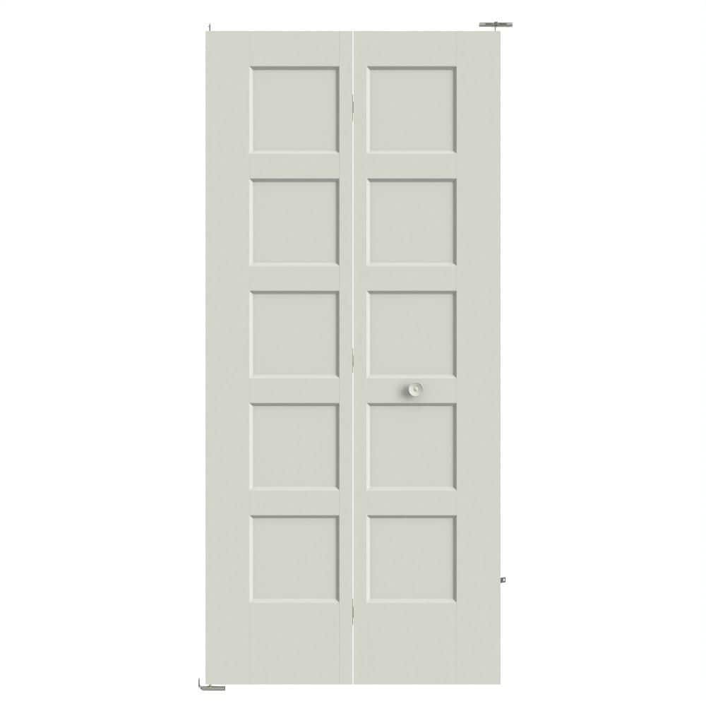 Masonite 36 in. x 80 in. 5-Panel Bayshore Hollow Core Ivory Keys Molded ...