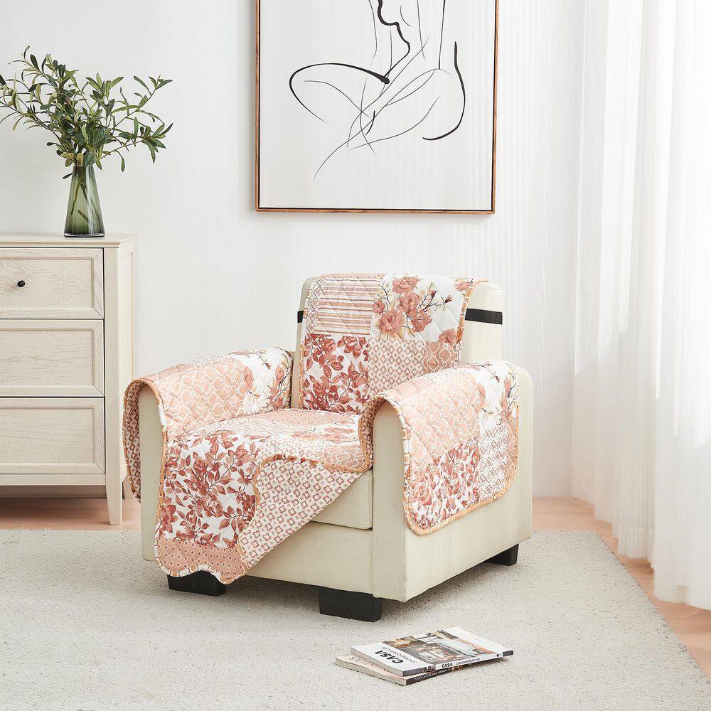 FRESHFOLDS Patchwork-Dusty Rose Reversible Floral Microfiber Chair ...