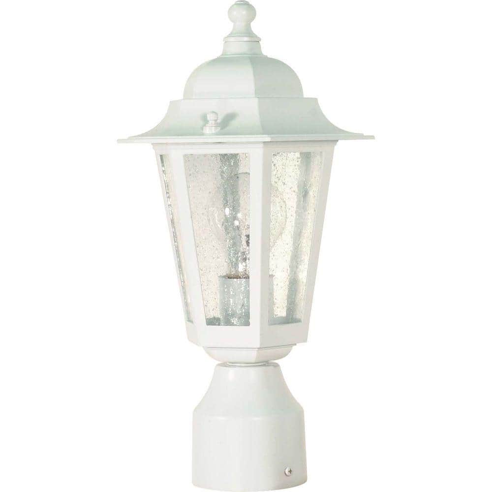 SATCO 1-Light Outdoor White Incandescent Post Light 60/994 - The Home Depot