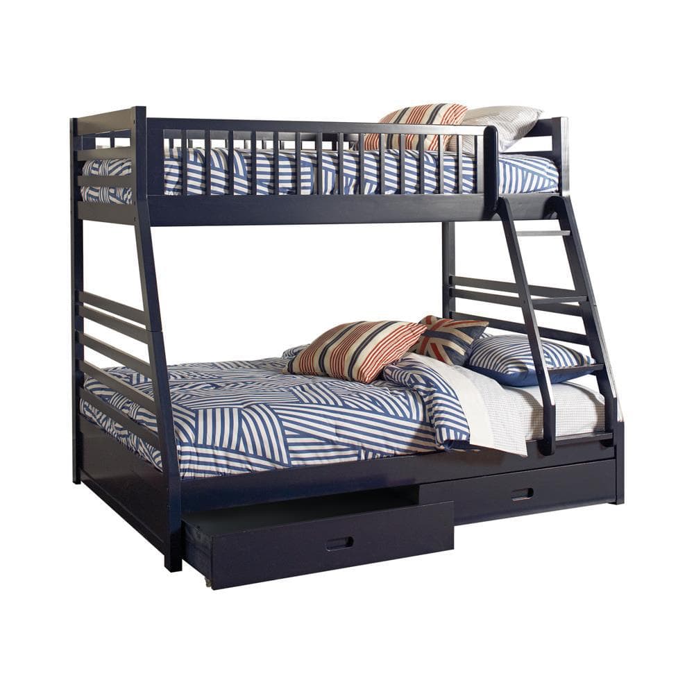 Coaster Ashton Navy Blue Twin Over Full Bunk Bed with 2-drawer 460181 ...