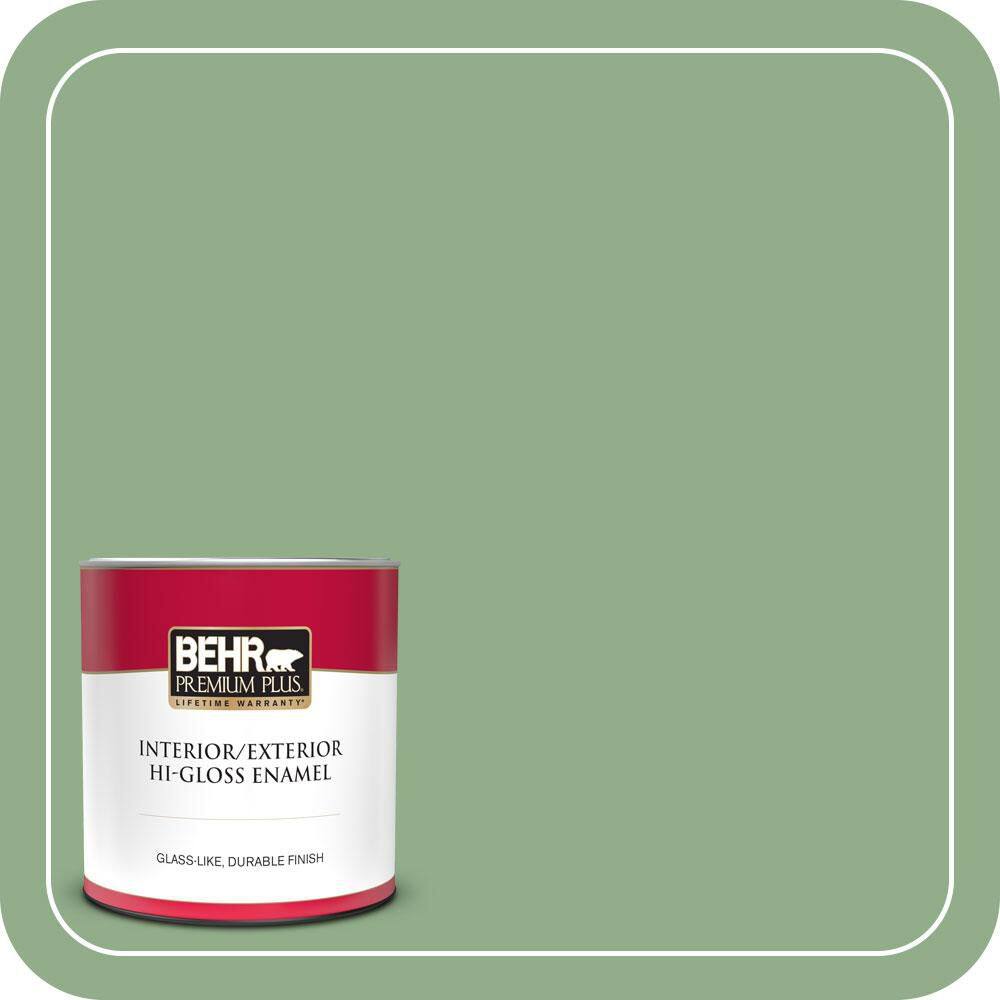 BEHR PREMIUM PLUS 1 qt. #MQ6-46 Flora Green Hi-Gloss Enamel Interior ...