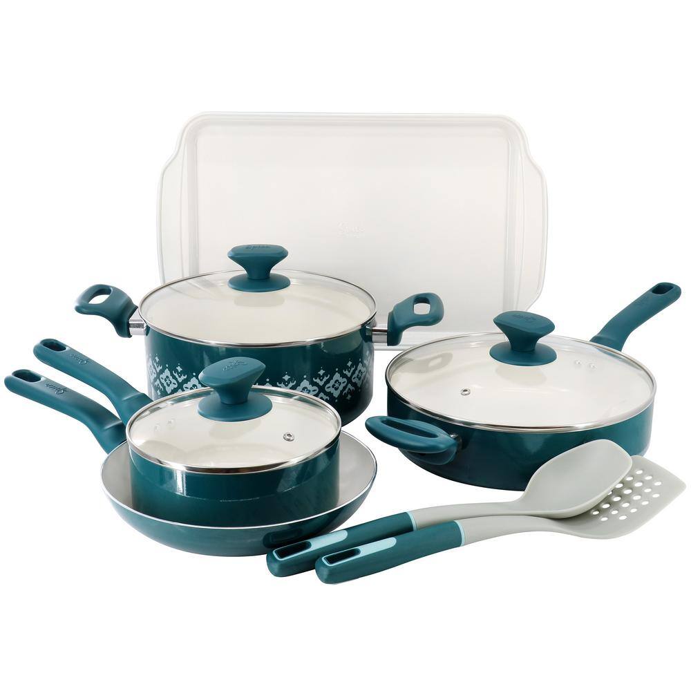 Spice BY TIA MOWRY 10 Piece Ceramic Nonstick Aluminum Cookware Set in ...