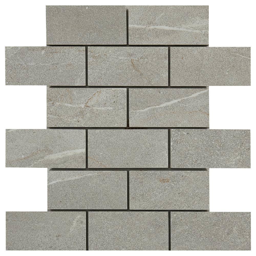 Marazzi Noble Stone Smoke 12 in. x 12 in. x 8 mm Porcelain Mosaic Floor ...