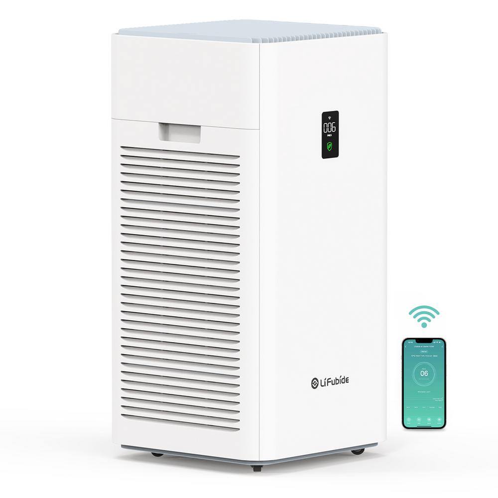4555 Sq. ft. HEPA True Whole House Air Purifier in White with 3 Layers of Filter Sleep Mode Smart Control LED Screen