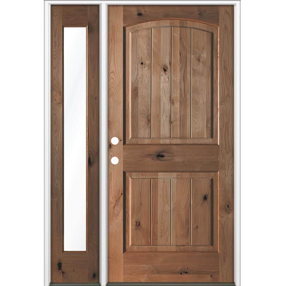 Krosswood Doors 44 in. x 80 in. Knotty Alder Arch Top Right-Hand ...