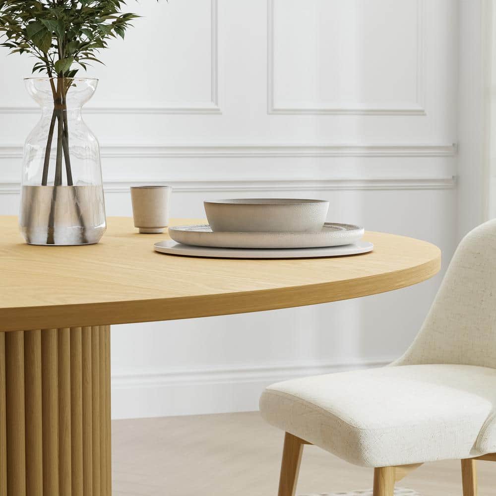 Lirago Cone Oak Colored Wood 52 in. Column Base Wide Strip Concave ...