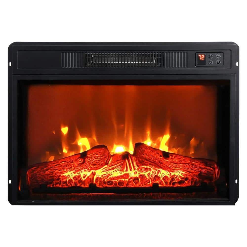 ToolCat 23 in. Electric Fireplace, 3D Infrared Black Fireplace Electric Insert Heater, with IR ...