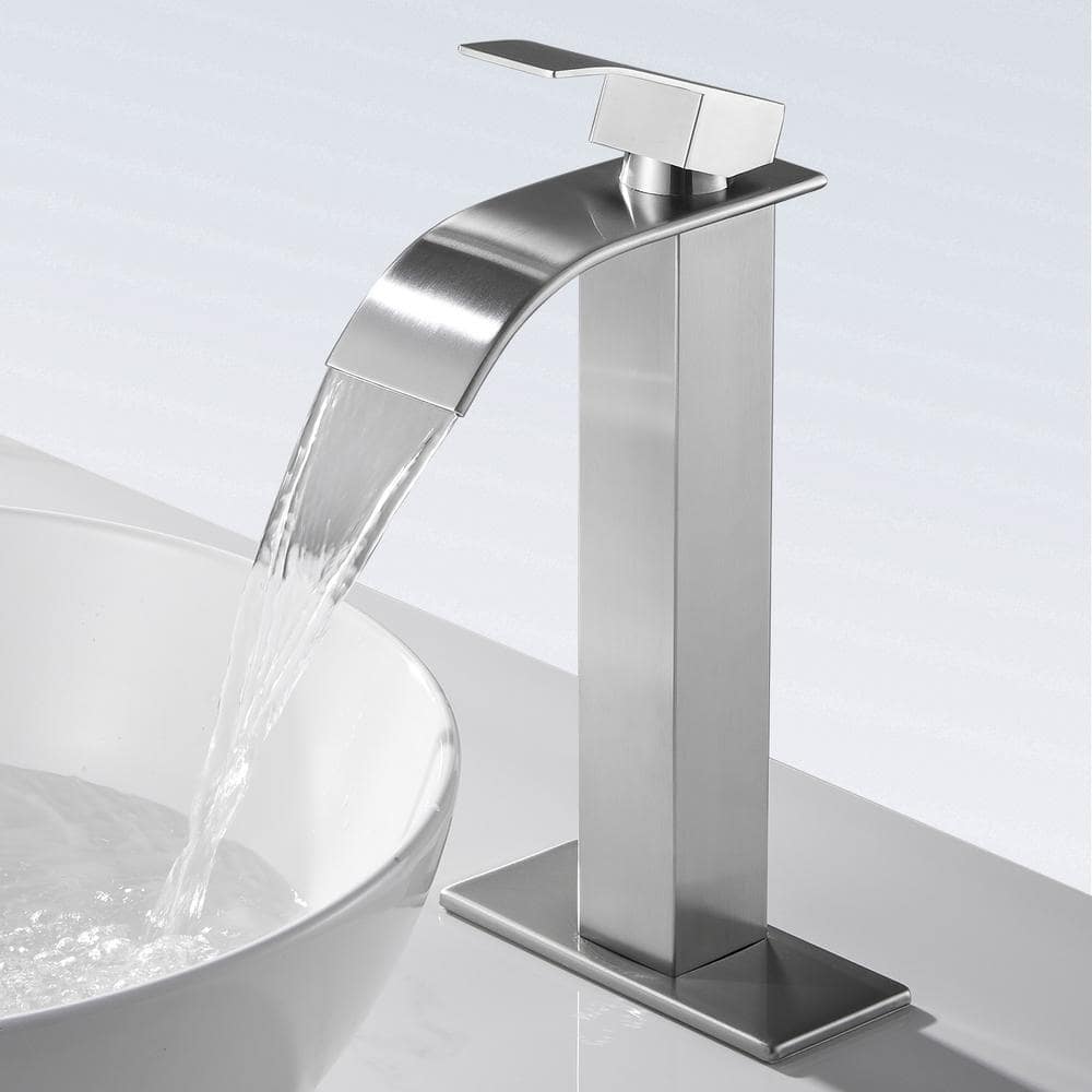 Heemli Waterfall Single Hole Single-Handle High-Arc Bathroom Faucet ...