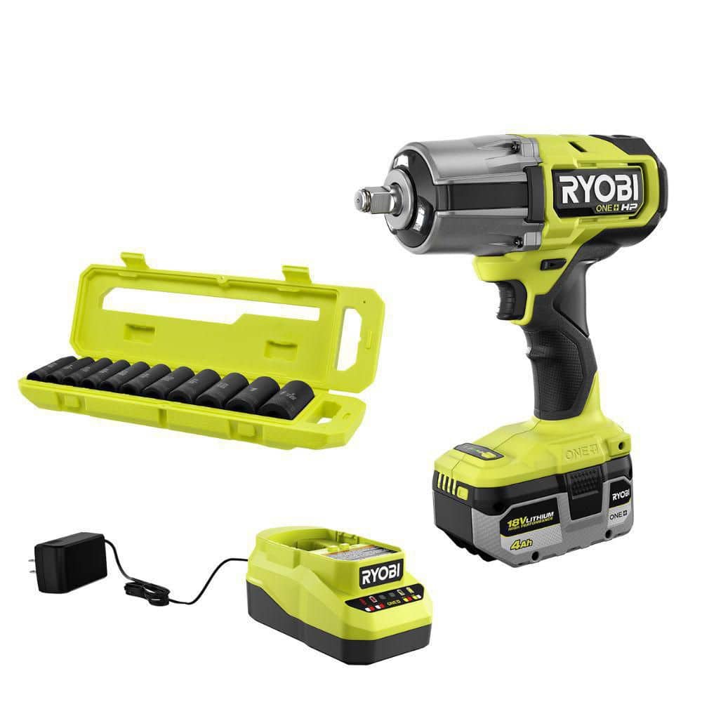 RYOBI ONE+ HP 18V Brushless Cordless 4-Mode 1/2 in. High Torque Impact ...