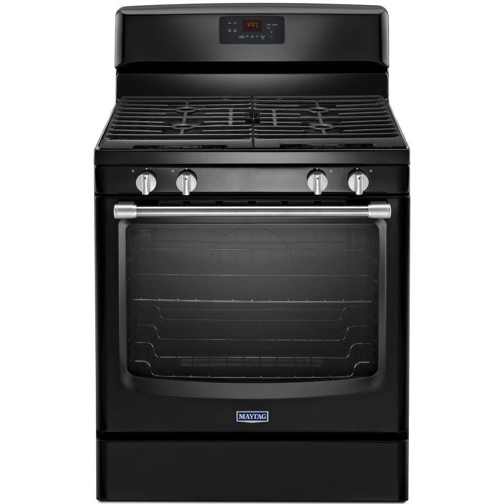 Maytag AquaLift 5.8 cu. ft. Gas Range with Self-Cleaning Oven in Black ...