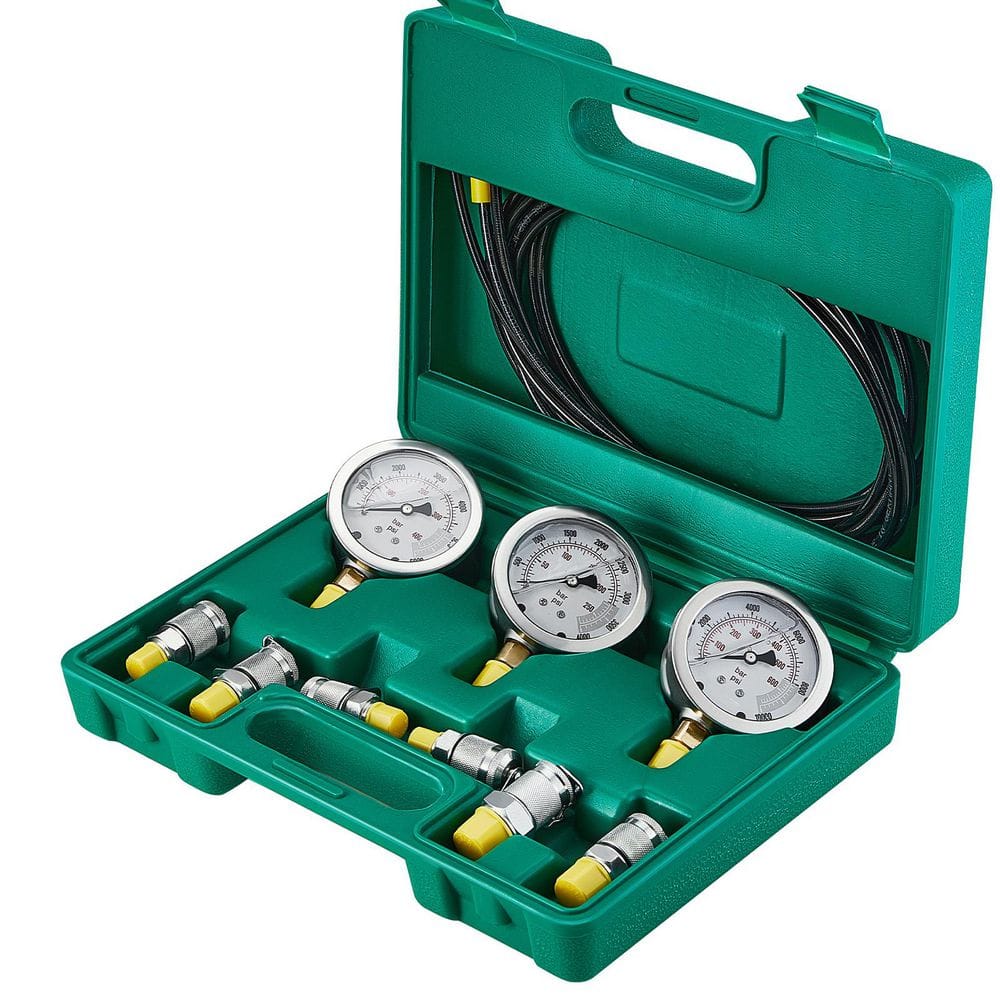 SKYSHALO Hydraulic Pressure Test Kit, 250/400/600bar, 3 Gauges 6 Test ...