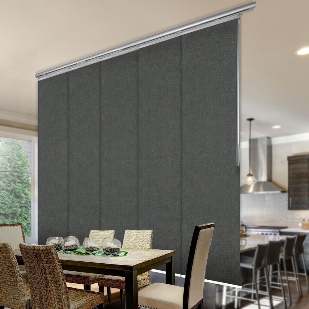 EMOH Nobel Gray 58 in. - 110 in. W x 94 in. L Adjustable 5- Panel White ...