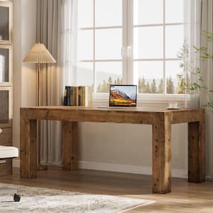BYBLIGHT Capen 63" Rectangle Brown White Wood Computer Desk Industrial ...