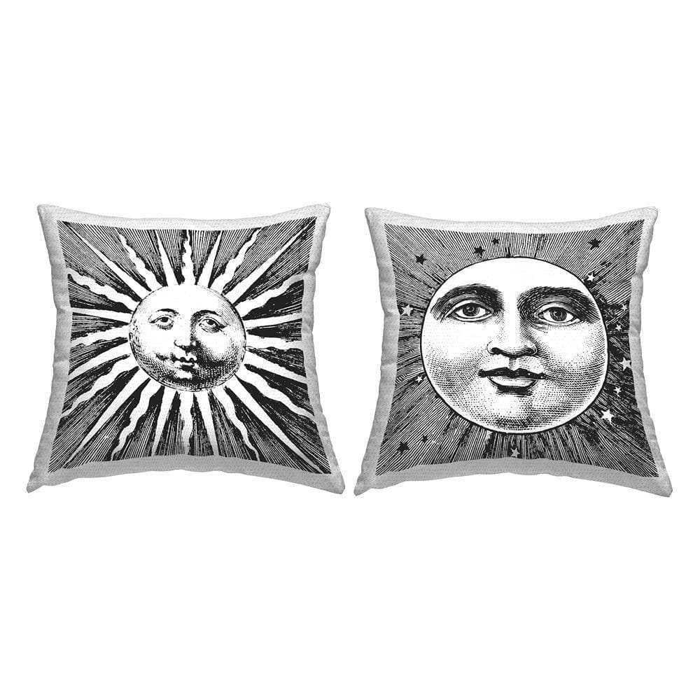 Stupell Industries Boho Sun and Moon Grey Square Outdoor Throw Pillow 2 ...
