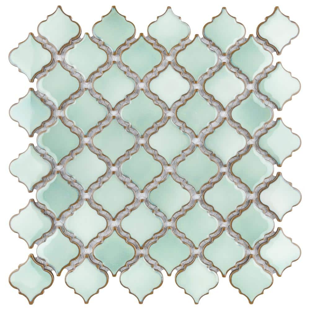 Merola Tile Hudson Tangier Mint Green 12-3/8 in. x 12-1/2 in. Porcelain ...