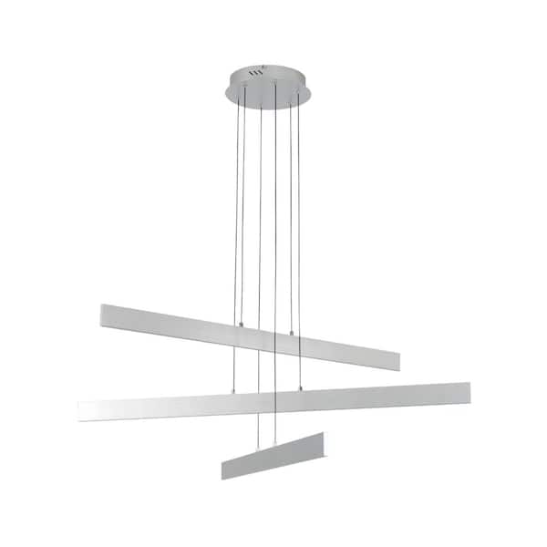 UMEILUCE 3 Lights 47.3" Sputnik Linear Silver LED Chandelier for Dining ...