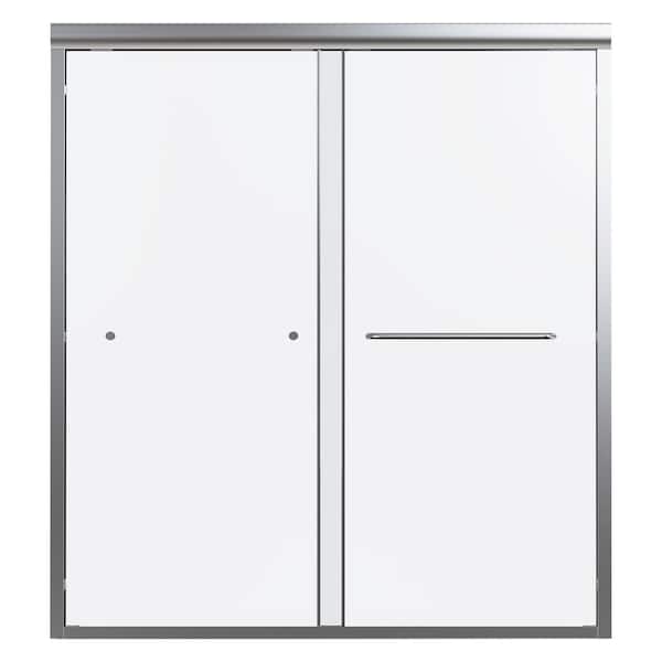 WetBase 56-60 in. W x 72 in. H Double Bypass Sliding Framed Shower Door ...