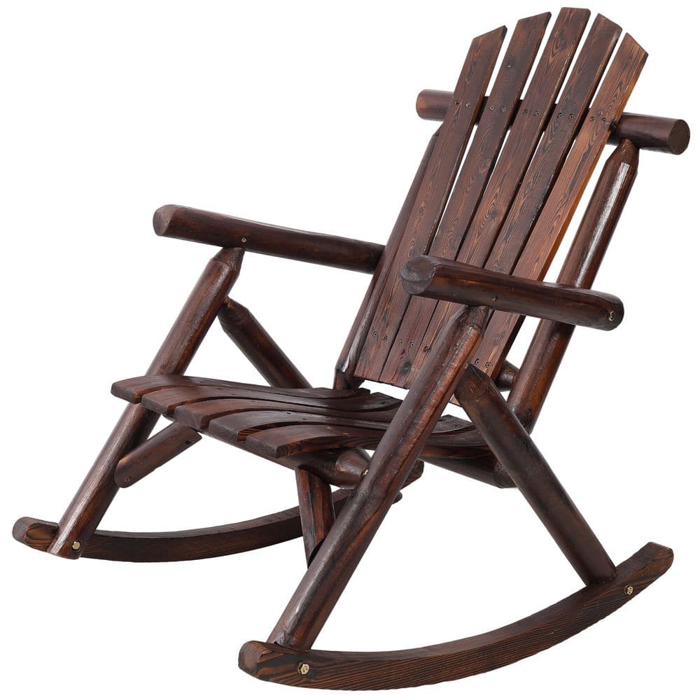 Brown Wood Porch Outdoor Rocking Chair, Fir log Rocking Chair, Patio ...