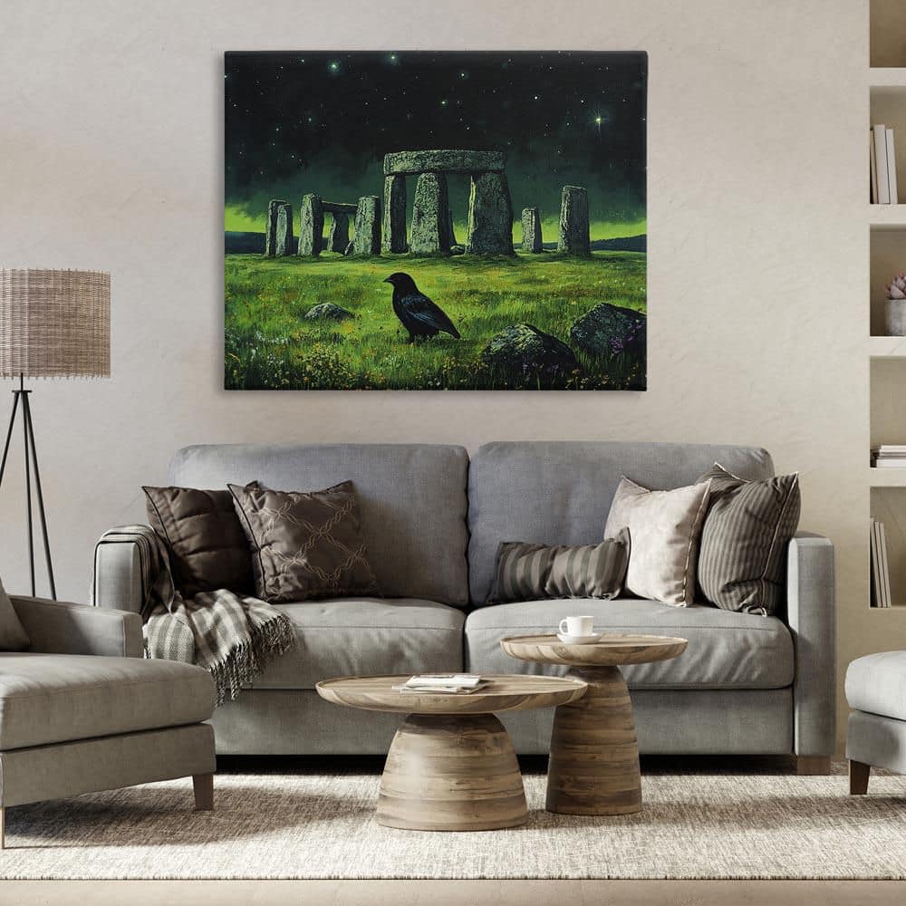 Stupell Industries Crow and Stonehenge at Night by Tom Crehan Unframed ...