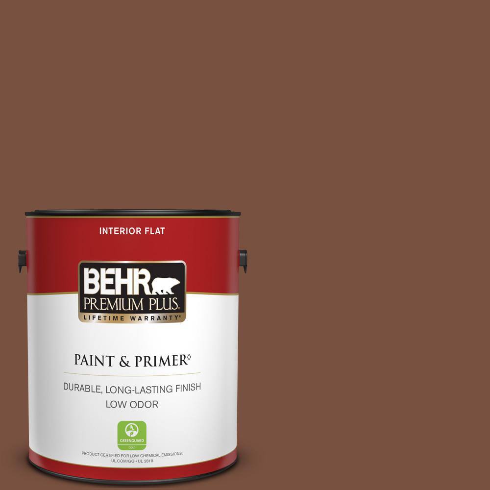 BEHR PREMIUM PLUS 1 gal. #S200-7 Earth Fired Red Flat Low Odor Interior ...
